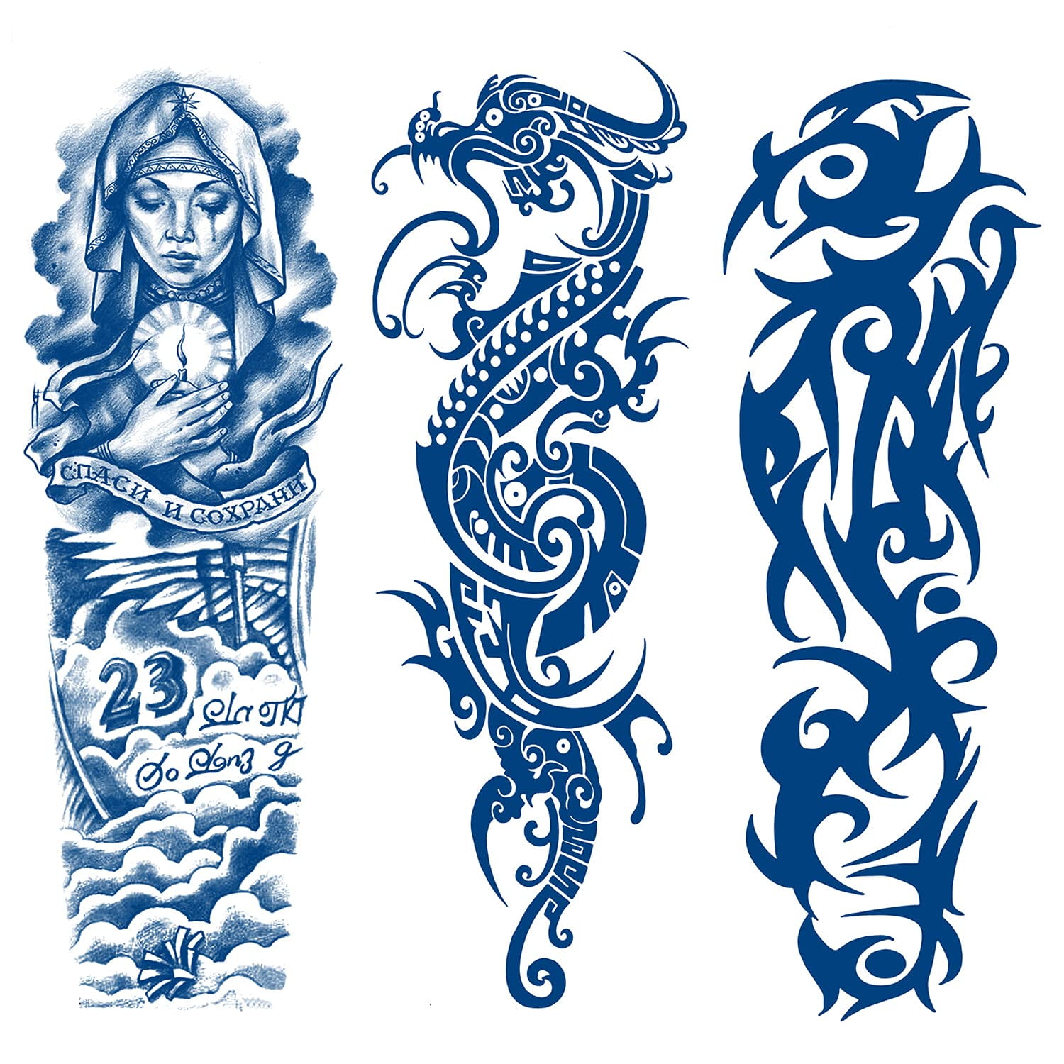 Semi Permanent Tattoos, 3-Pack Large Full Arm Sleeve Temporary Tattoo ...