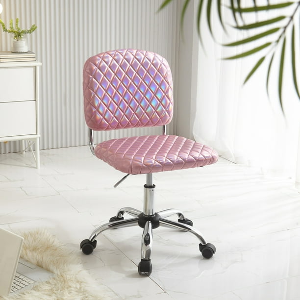 Urban Shop Pink Holographic Quilted Polyester Office Task Chair ...