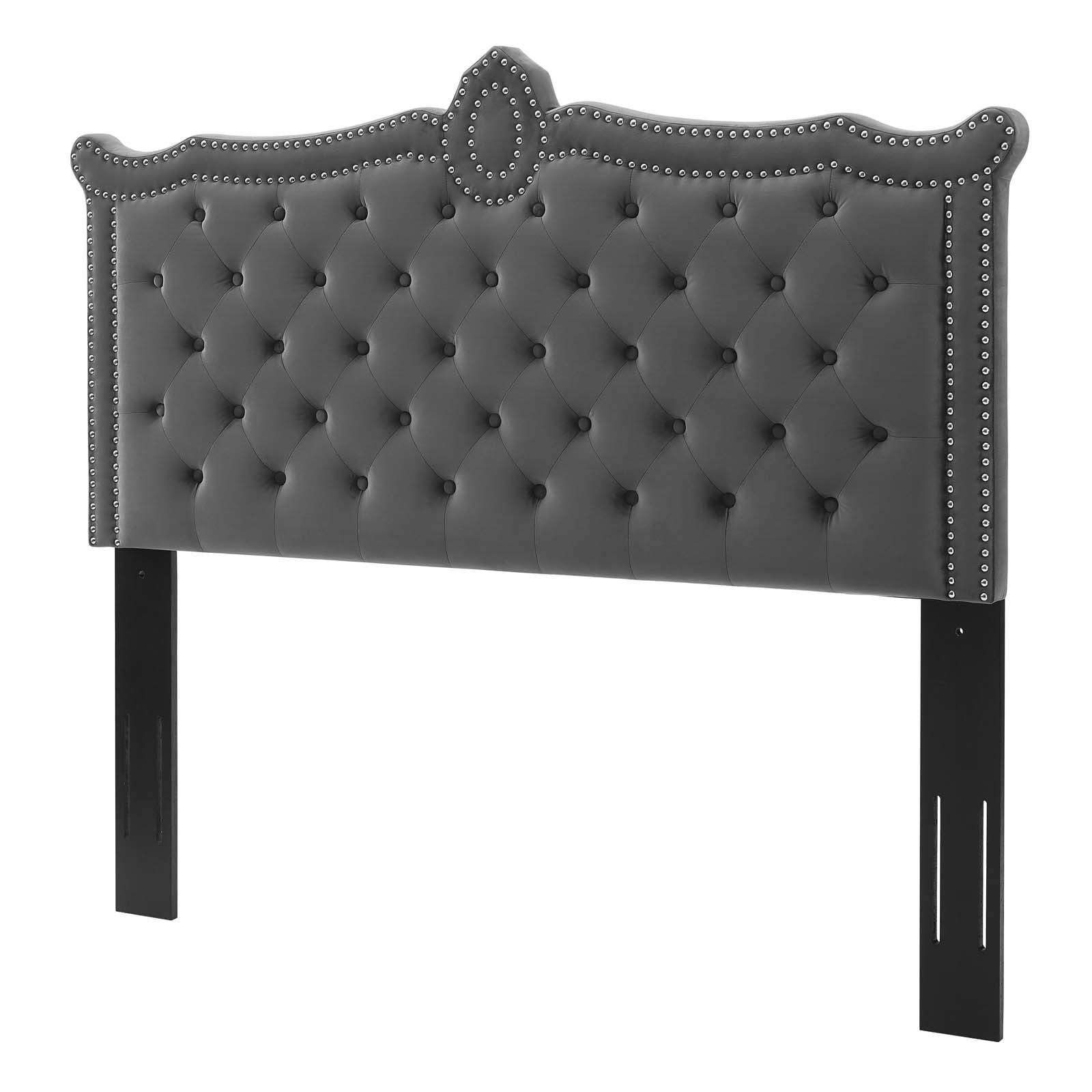 Headboard, Full Queen Size, Velvet, Dark Grey Gray, Modern Contemporary ...