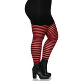 Leg Avenue Women's Plus-Size Nylon Striped Tights, Black/Red, 3X/4X ...