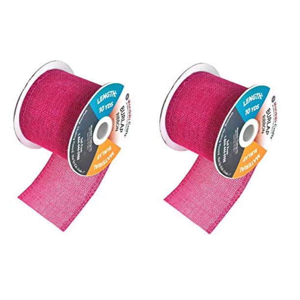 Hot Pink Burlap Ribbon 3 Inch 2 Rolls 20 Yards Unwired Rustic Jute ...