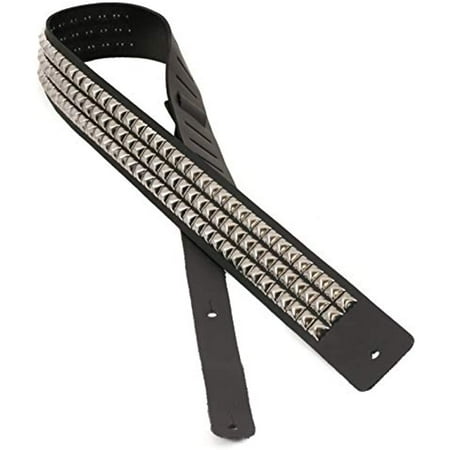 Pyramid Stud Leather Guitar Strap Punk Goth Glam Thrash Metal Hard Rock ...