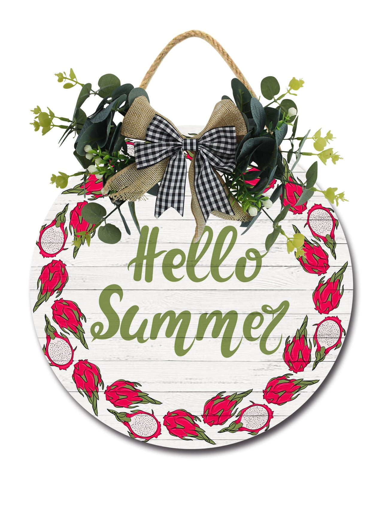 Hello Summer Front Door Sign Funny Wreaths Hanging Wooden Plaque ...