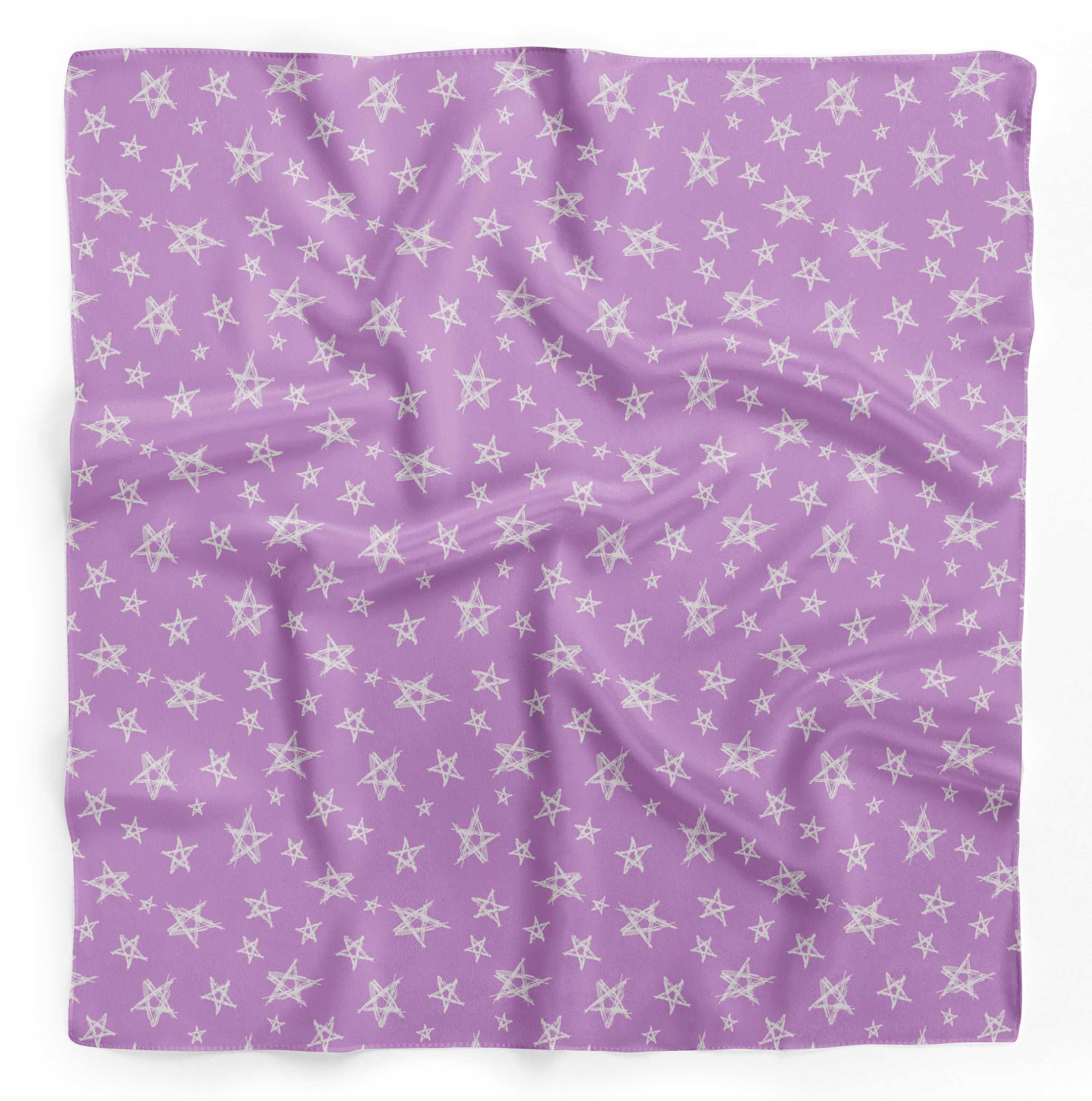 Bimba Purple Stars Star Pure Silk Printed Scarf Dupatta Head Neck Wrap ...