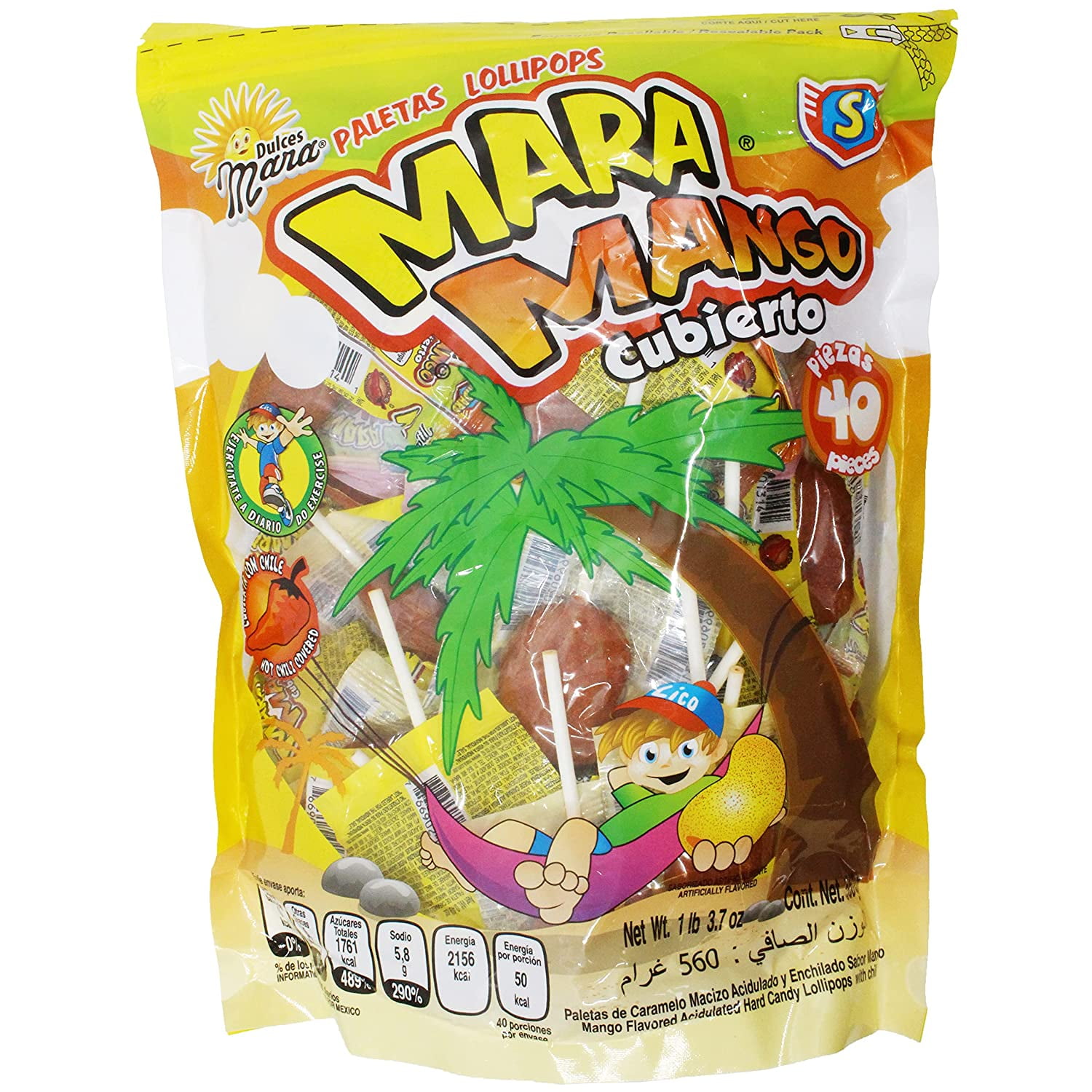Dulces Mara Standard Mara Mango Paletas Lollipops (1 x 1 lb. 3.7 oz ...