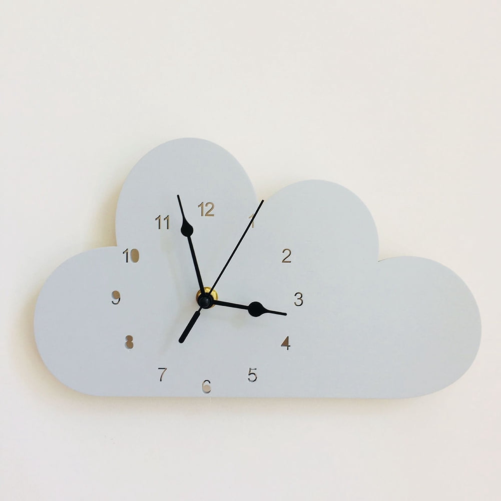 Yesfashion Basswood Cute Cloud Shape Wall Clock Children Room Silent ...