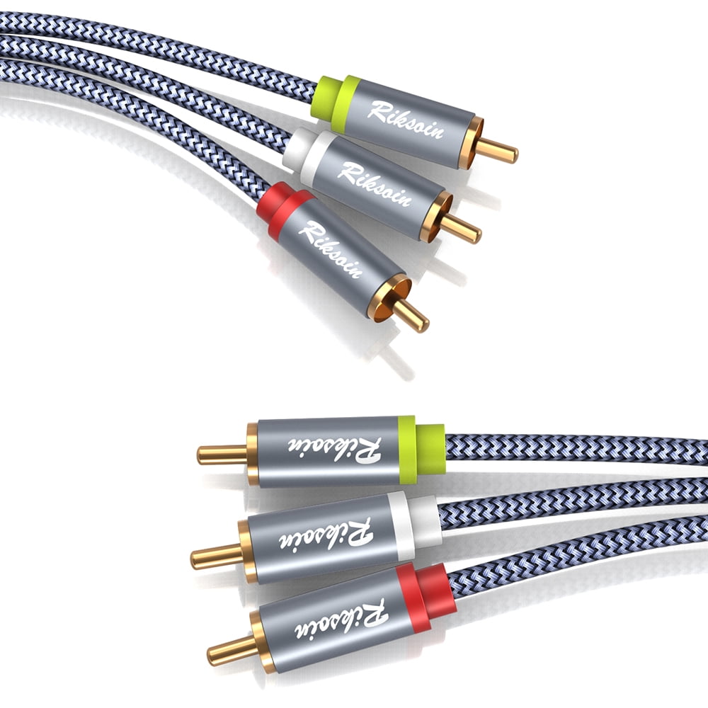 RCA Cable 3-Male to 3-Male RCA Stereo AV Cable Nylon Braided Composite ...