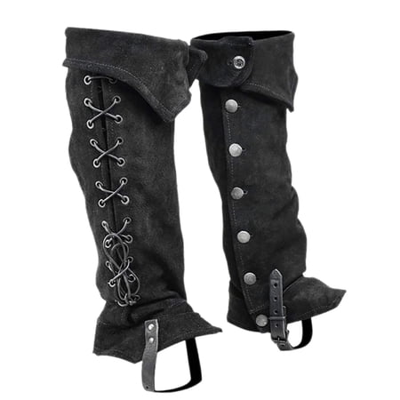 wolftale Pirate Boot Cover Steampunk Knight Costume Accessories Black ...