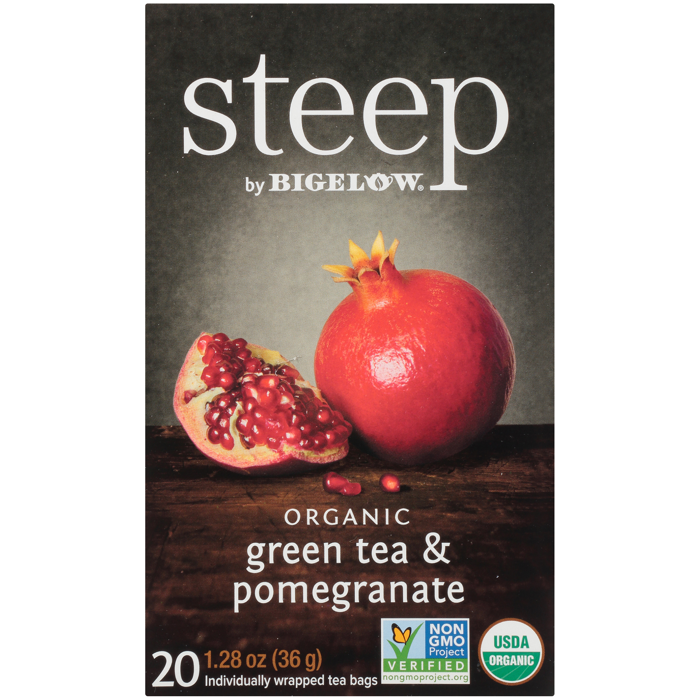 Steep by Bigelow Green Tea with Pomegranate, Organic Green Tea Bags, 20 ...