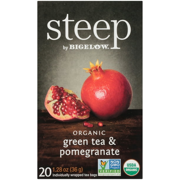 Steep by Bigelow Green Tea with Pomegranate, Organic Green Tea Bags, 20 ...