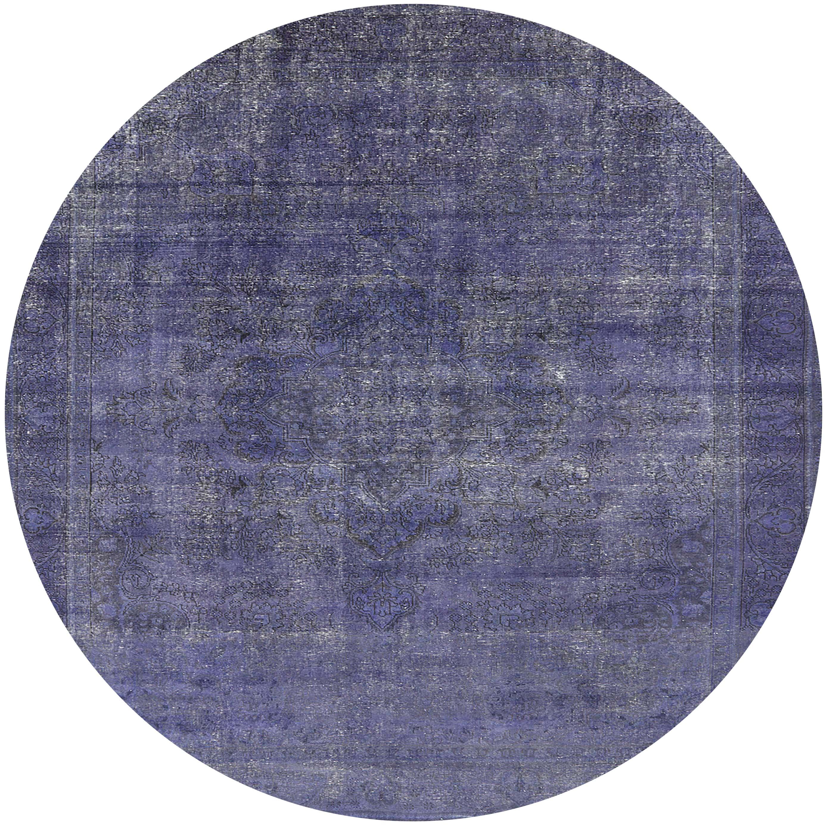 Ahgly Company Indoor Round Mid-Century Modern Slate Blue Grey Oriental ...