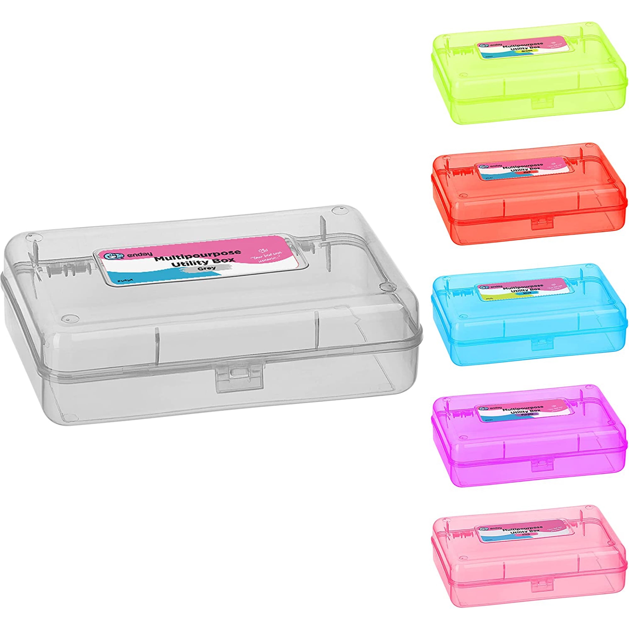 Enday Multipurpose Utility Box with Lid Plastic Pencil Case Organizer ...