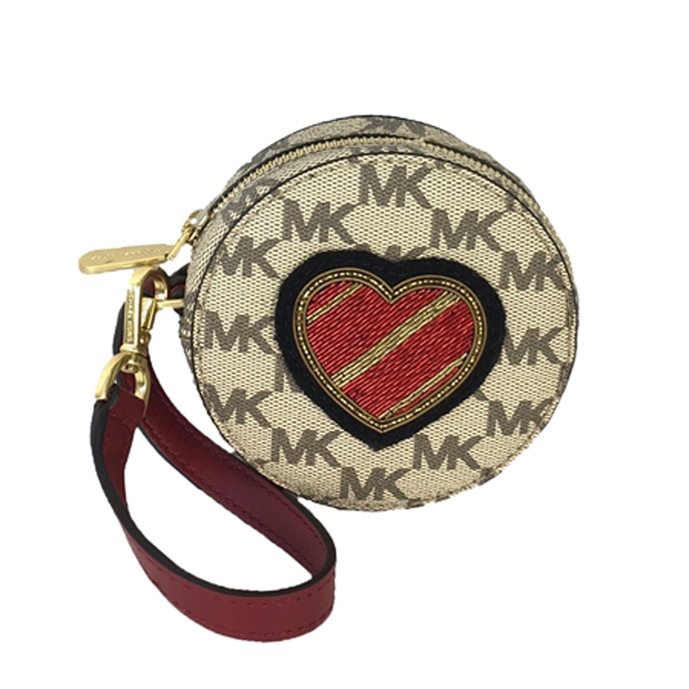 Michael Kors Heart Patch Signature Print Coin Purse Bag Charm, Natural/Cherry - Walmart.com