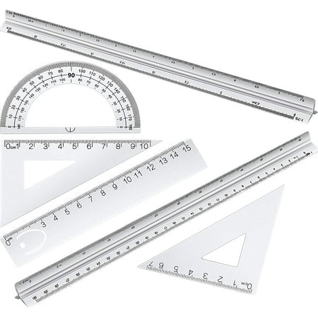 6 Pieces Aluminum Triangular Architect Scale Ruler Set, 2 Pieces 12 ...