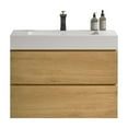 30 Inch Wall Mounted Bathroom Vanity with Sink, Natural Oak Floating ...