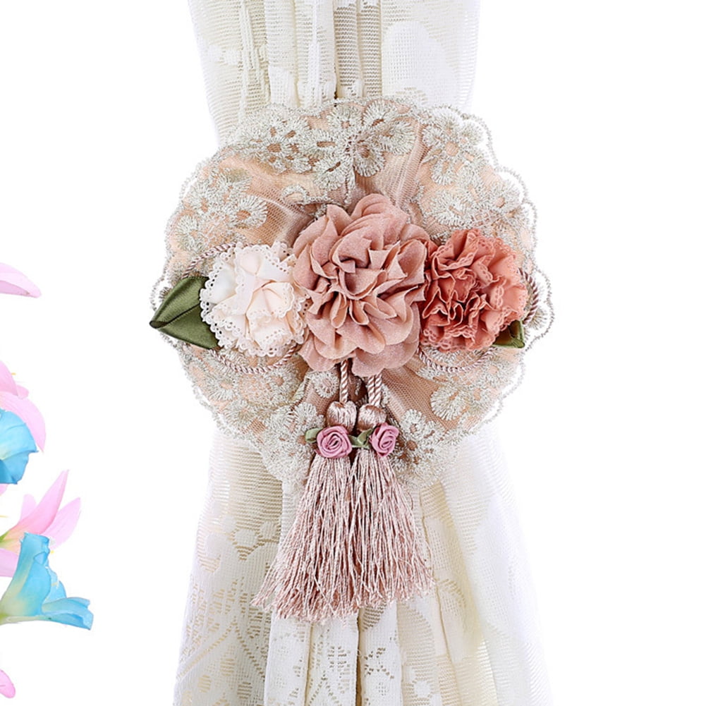 Washranp 2Pcs Curtain Tieback Ropes,Modern Polyester Adjustable Flower ...
