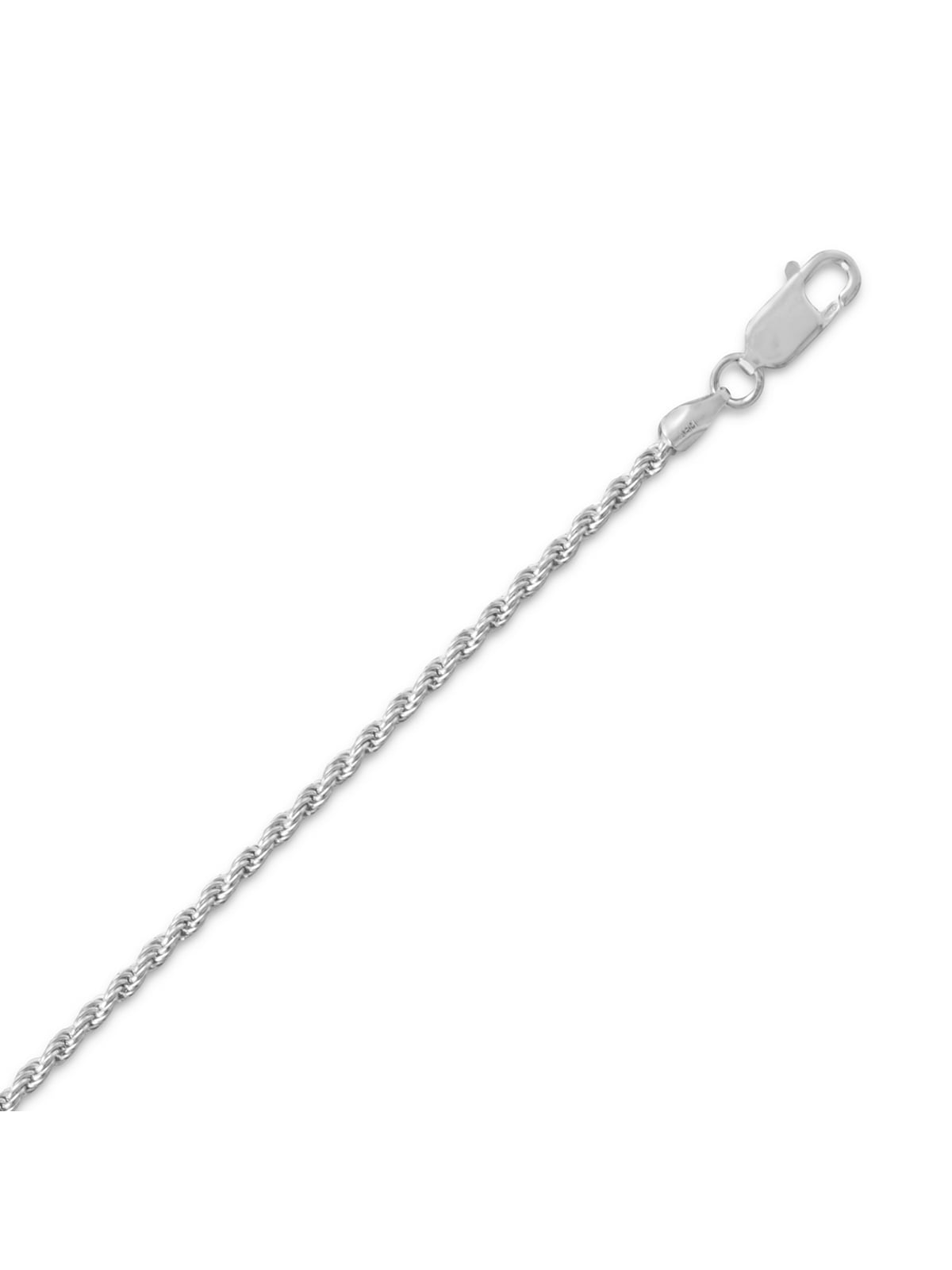 Rope Chain Necklace 1.8mm Sterling Silver with Rhodium Plate Non ...