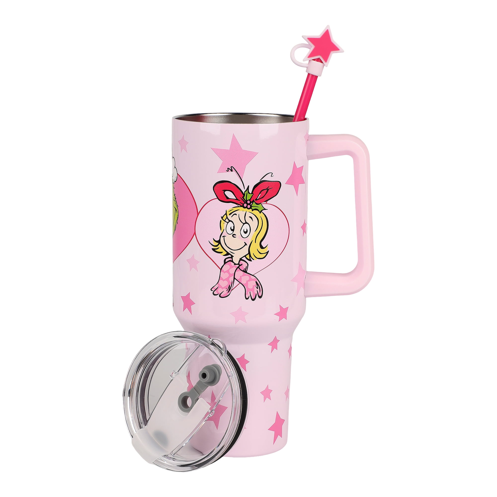 Click here for Bioworld The Grinch Pink Christmas 40 Oz Pink Stai... prices