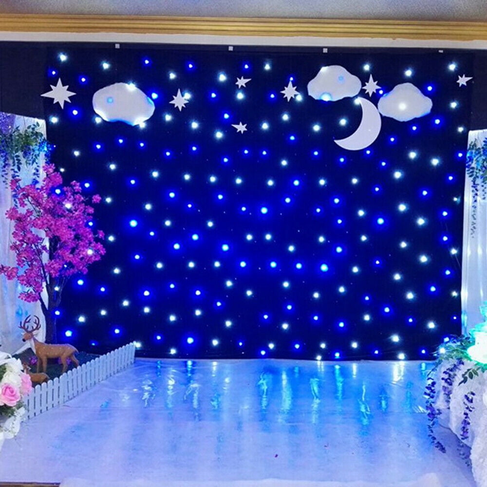 White & Blue LED Star Backdrop - Curtain Lights Color Changing Velvet ...