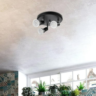 3-Light Industrial Directional Track Lighting, Adjustable Round Ceiling ...
