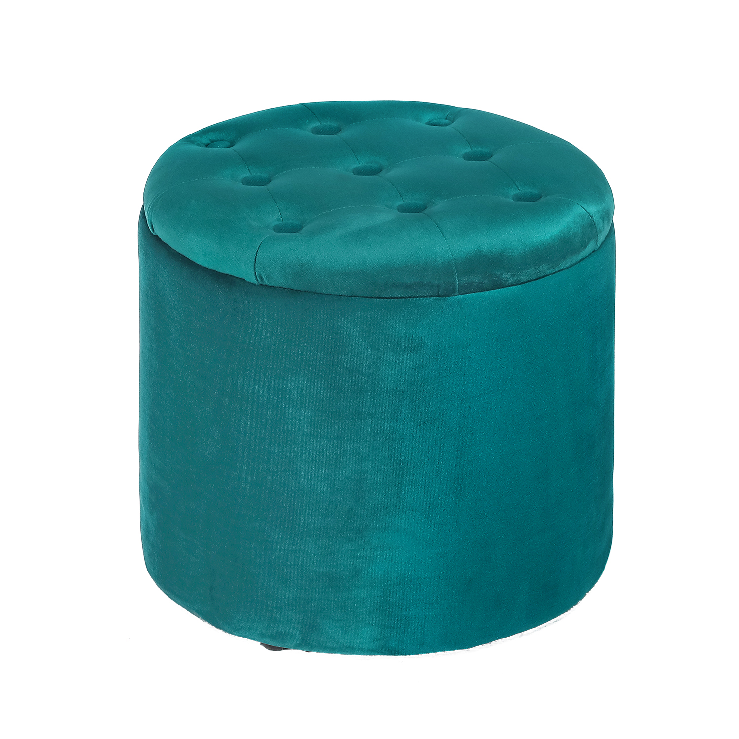 Joveco Round Velvet Storage Ottoman Foot Rest Stool Teal 14.6"D x 16.2 ...