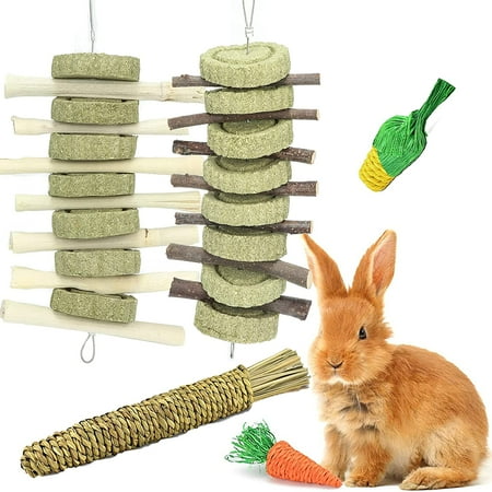 Rabbit Toys, Bunny Chew Toys for Teeth Grinding, Natural Small Animal ...