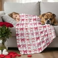 Aesthetic Bows Fleece Throw Blanket Lightweight Pink Rose Bow Love Bow ...