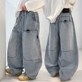 Boys Baggy Jeans Kids Teenagers Boys Casual Denim Pants Solid Elastic ...