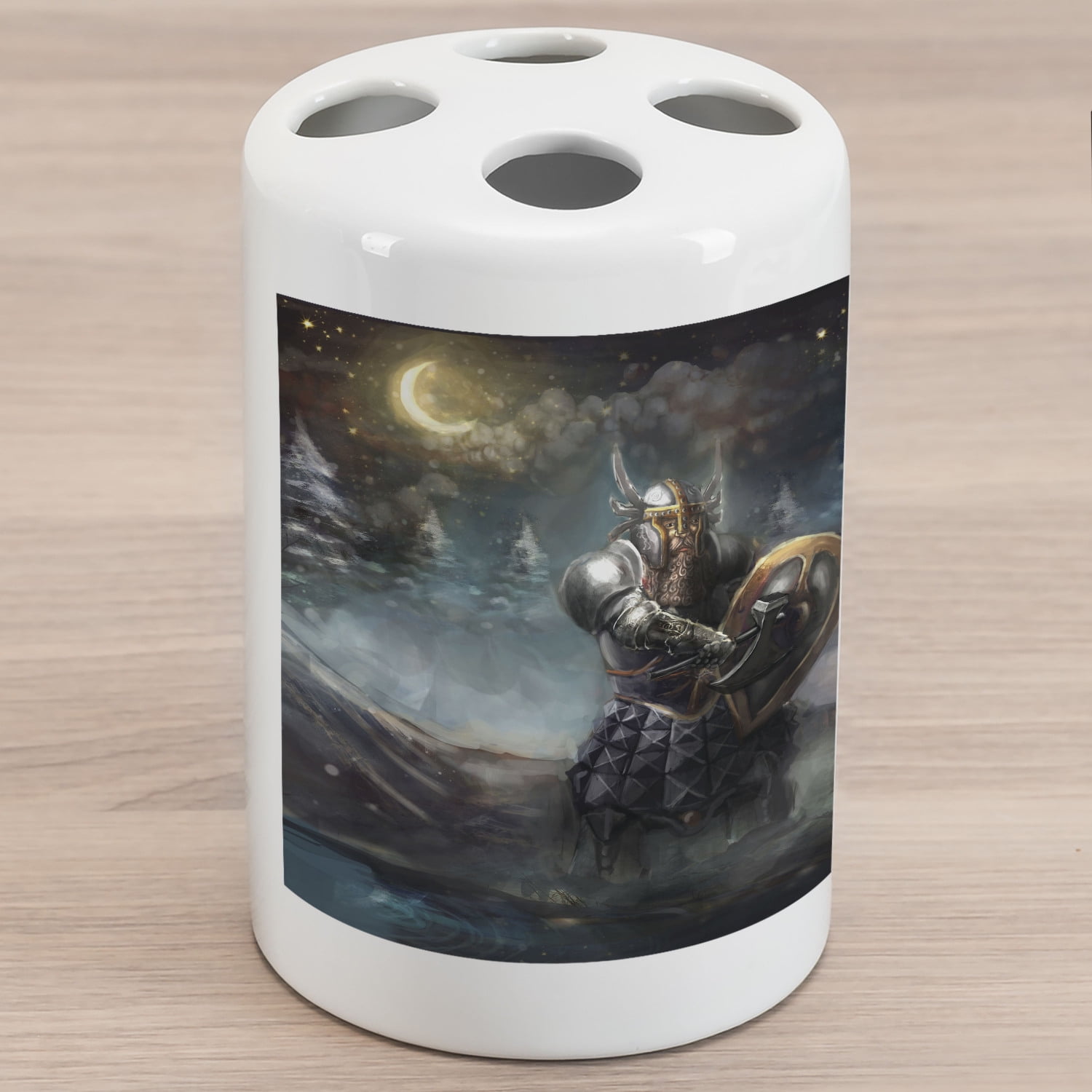 Fantasy Ceramic Toothbrush Holder, Illustration of Medival Dwarf Knight ...
