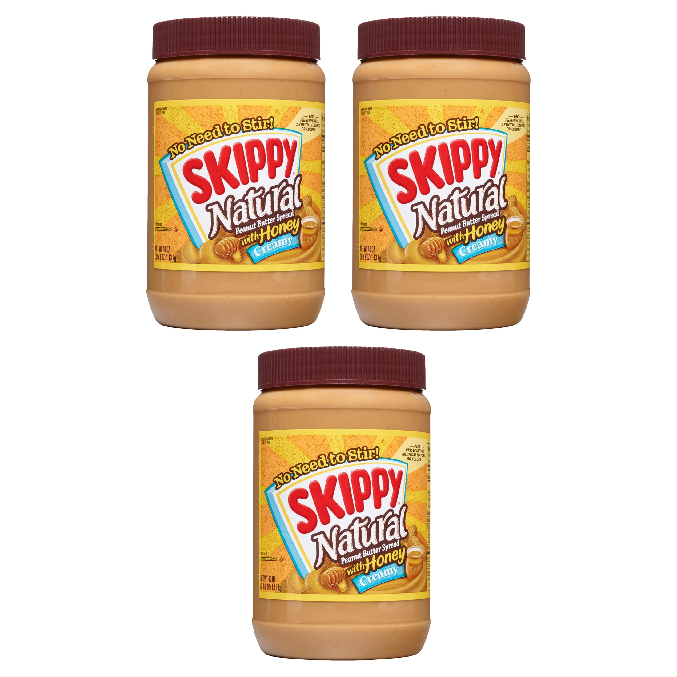 (3 pack) SKIPPY Natural Creamy Peanut Butter Spread with Honey, 6 g ...