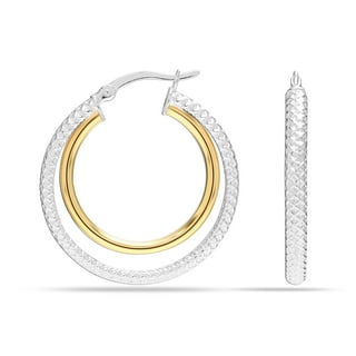 Gold-Tone over Sterling Silver 2mm Twist Round Hoop Earrings - Walmart.com
