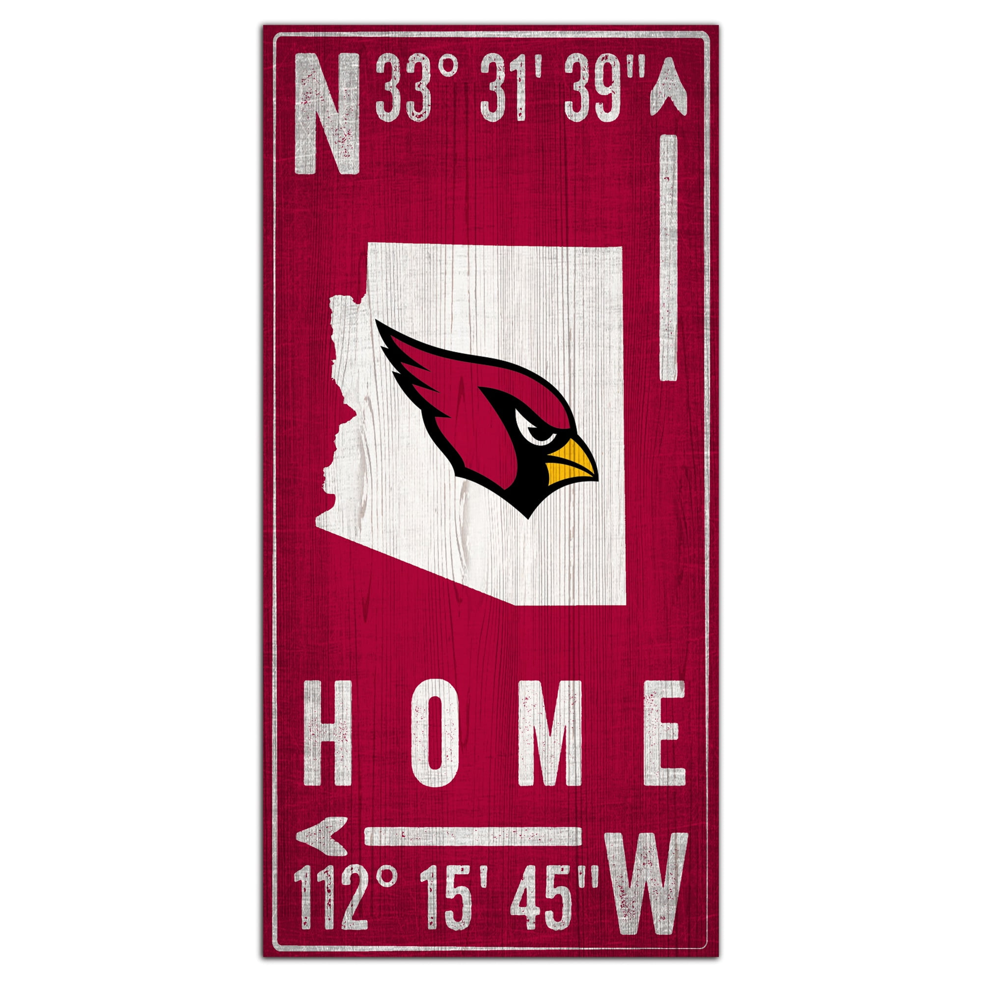Arizona Cardinals 6'' x 12'' Team Coordinate Sign - Walmart.com