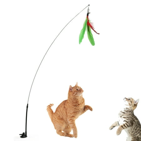 Cat Toys,Funny Cat Feather Stick Funny Cat Feather Stick Suction Cup ...
