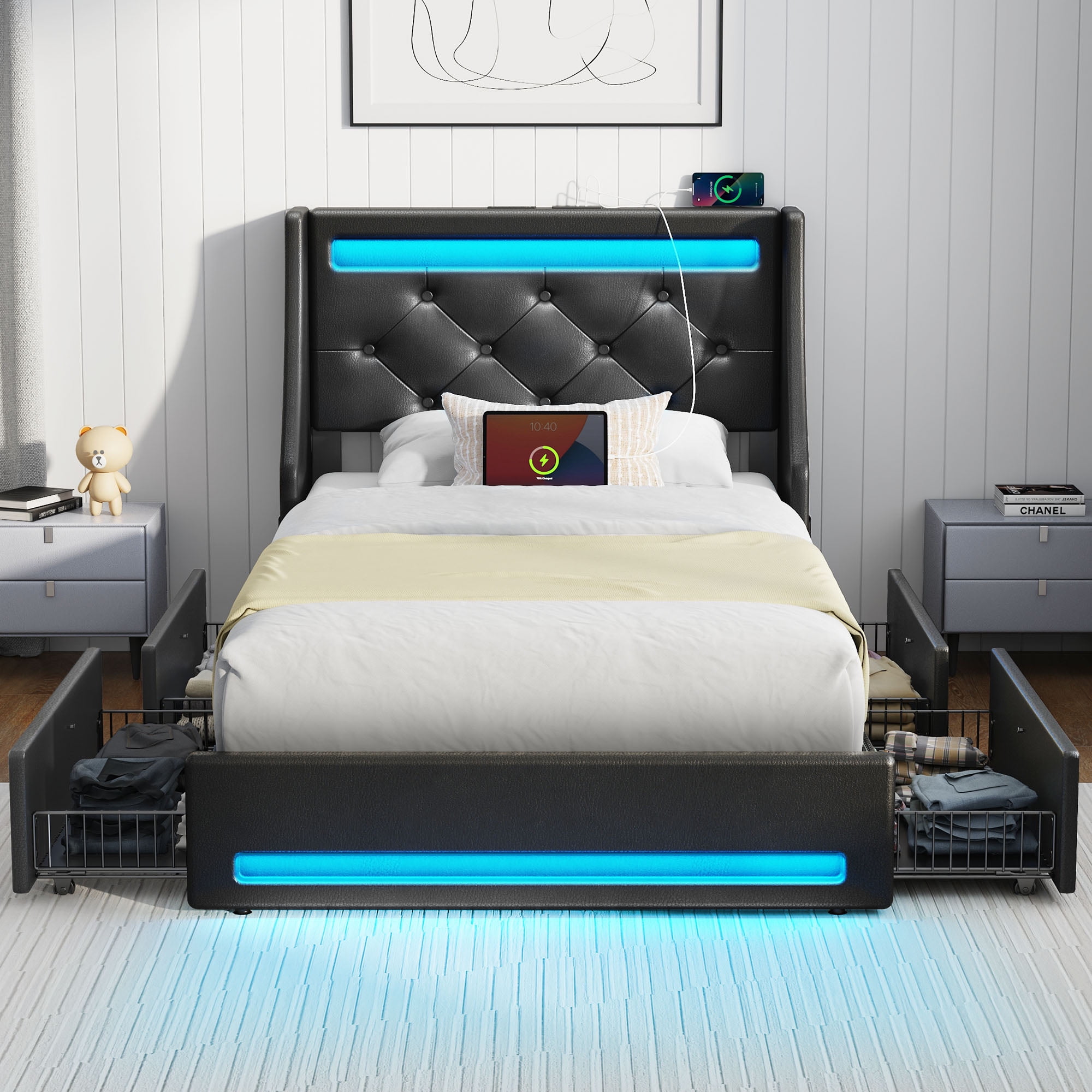 Click here for Greenstell Smart Charging Storage Bed Frame - 900l... prices