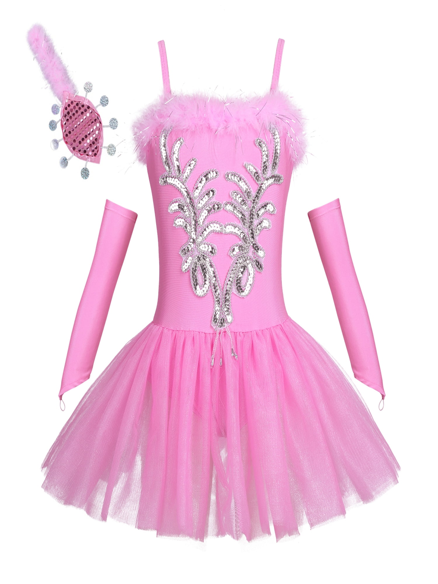 Alvivi Girls Ballerina Costume Ballet Leotard Tutu Dress Fingerless ...