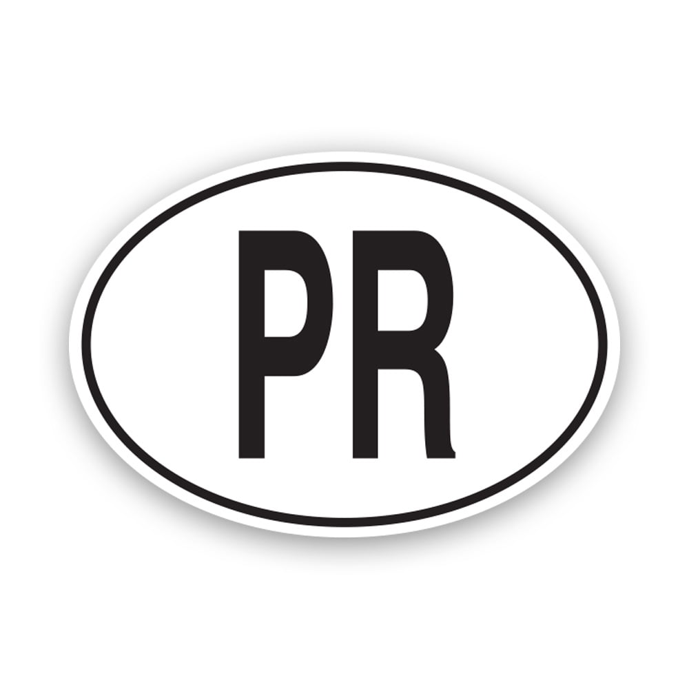 PR Puerto Rico Country Code Oval Sticker Decal - Self Adhesive Vinyl ...
