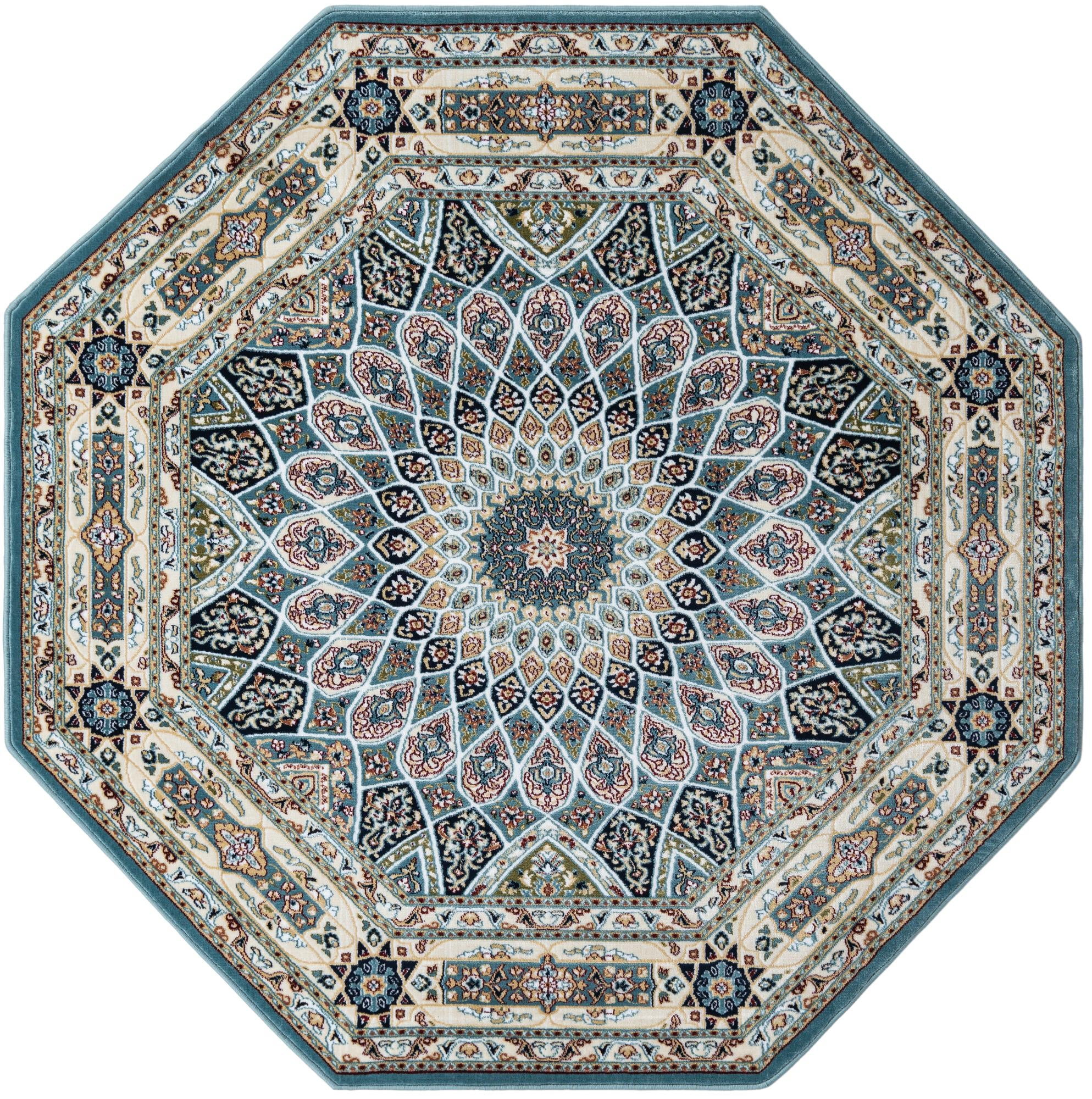 Rugs.com Rabia Collection Rug – 4' Octagon Blue Low Rug Perfect For ...