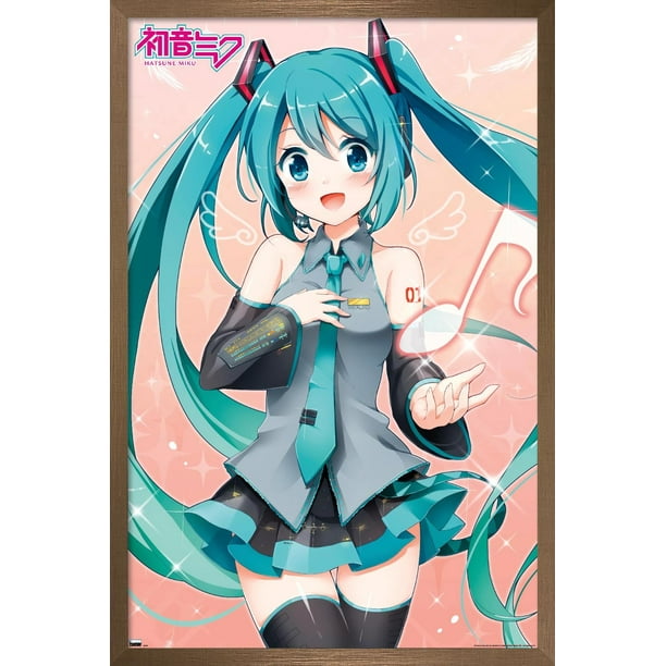 Hatsune Miku - Music Note Wall Poster, 22.375" x 34", Framed - Walmart.com