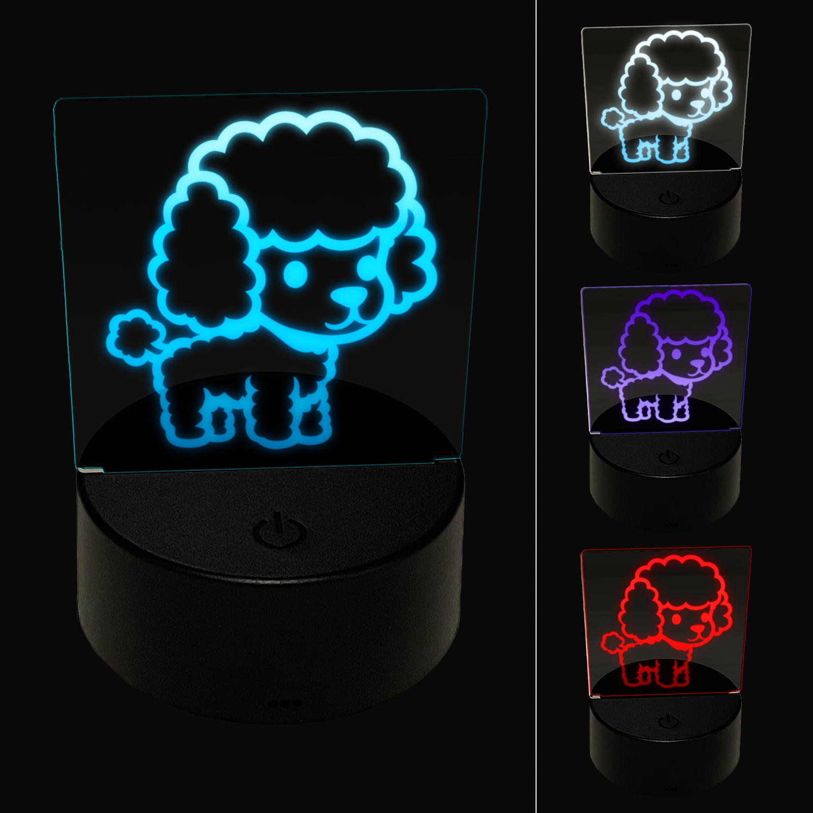 Cute and Fluffy Poodle Dog LED Night Light Sign 3D Illusion Desk ...