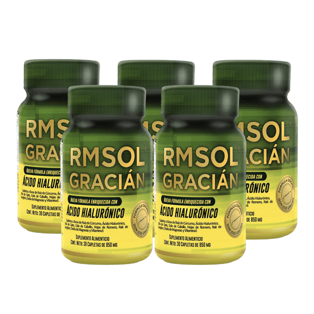 RMSOL GRACIAN Ácido Hialurónico 30 Tabletas Paquete de 5 amarillo | Bodega Aurrera en línea