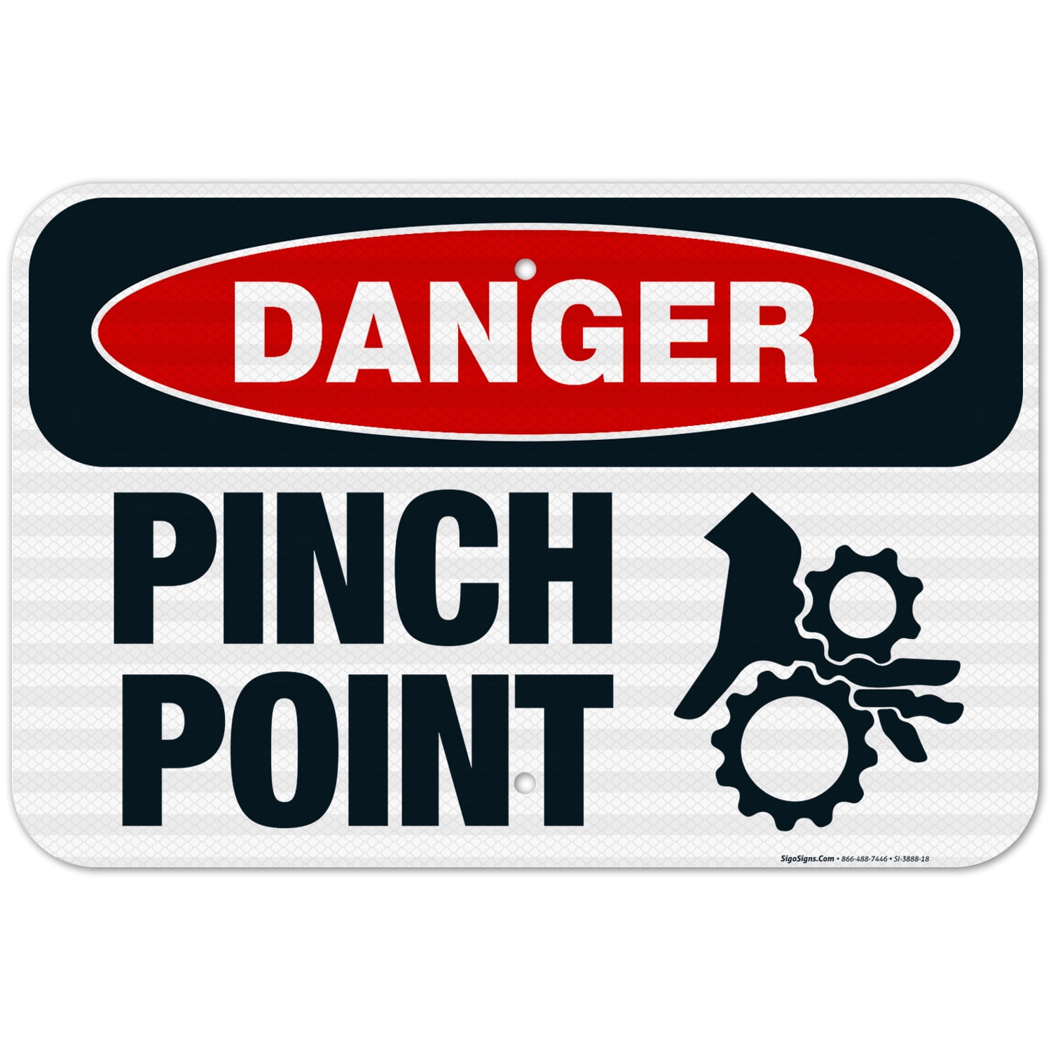 Pinch Point Sign, OSHA Danger Sign, 12x18 Reflective Aluminum EGP ...