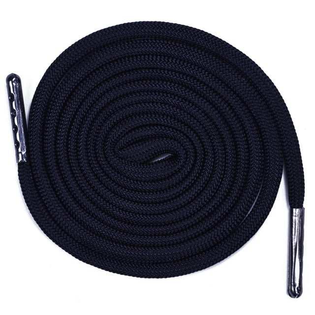 Round Paracord Shoe Laces (1 Pair) - Handmade In the USA - Black - 46 ...