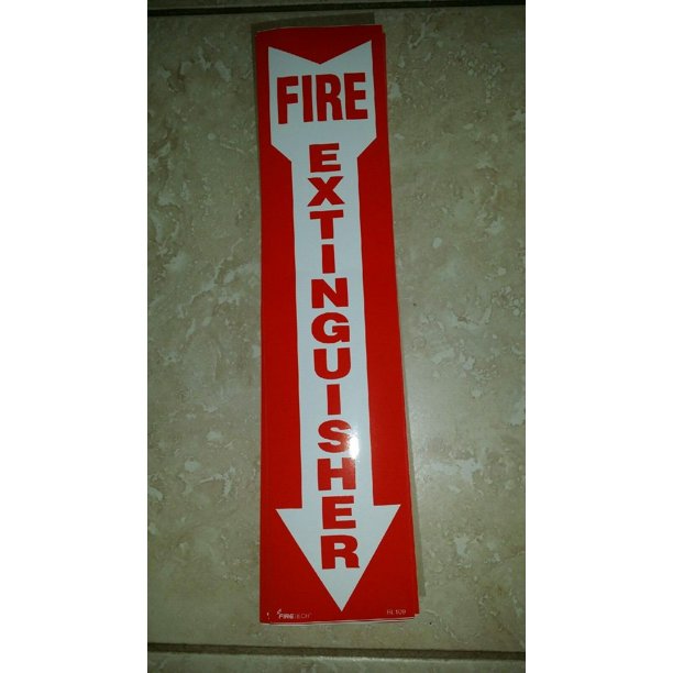 (10 signs) Vertical 4" x 18" Fire Extinguisher BL109 Arrow Signs R32 ...