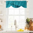 Abstract Tie Up Valance Curtains Turquoise Golden Marble Fluid Lines ...