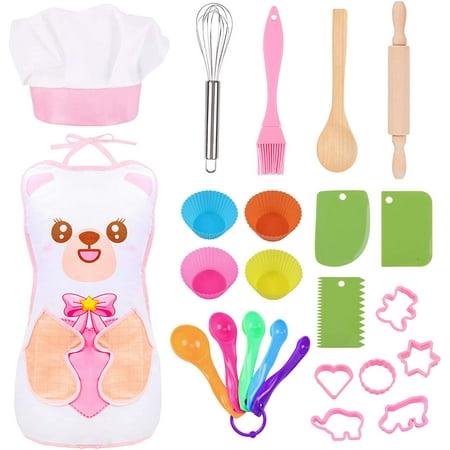 24 Pcs Kids Cooking Baking Set Kids Chef Set Children Kitchen Role Play ...