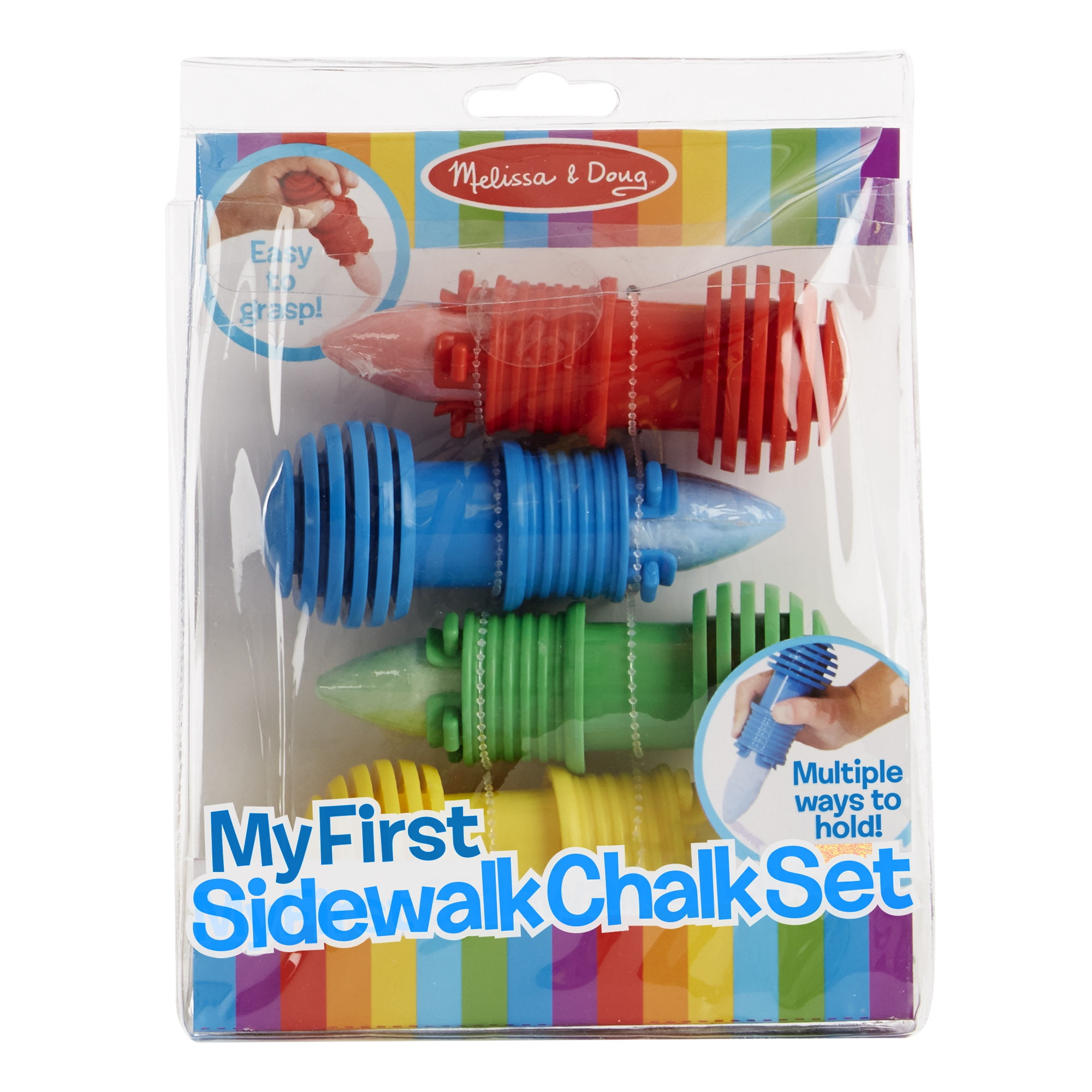 Melissa & Doug My First Sidewalk Chalk Set With Holders - 4 Chalk ...
