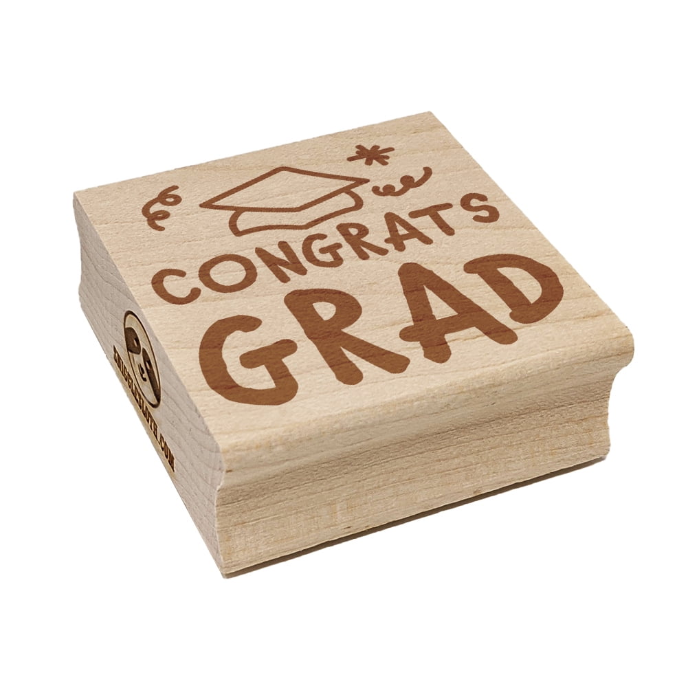 Congrats Grad Graduate Congratulations Square Rubber Stamp Stamping ...