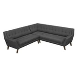 Emerald Home Binetti Charcoal Pebble Sectional with Angular Arms And Legs, Deep Tufting, And ...
