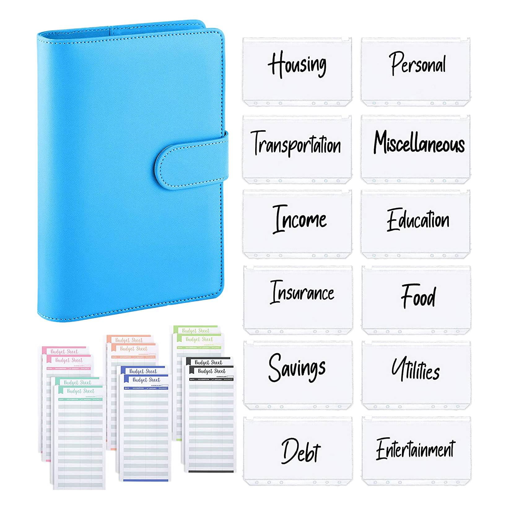 25Pcs A6 PU Leather Budget Binder Set, Binder Cover Personal Planner ...
