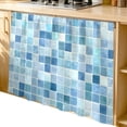 Blue White Color Block Cabinet Curtains 35" W x 35" L Summer Watercolor ...